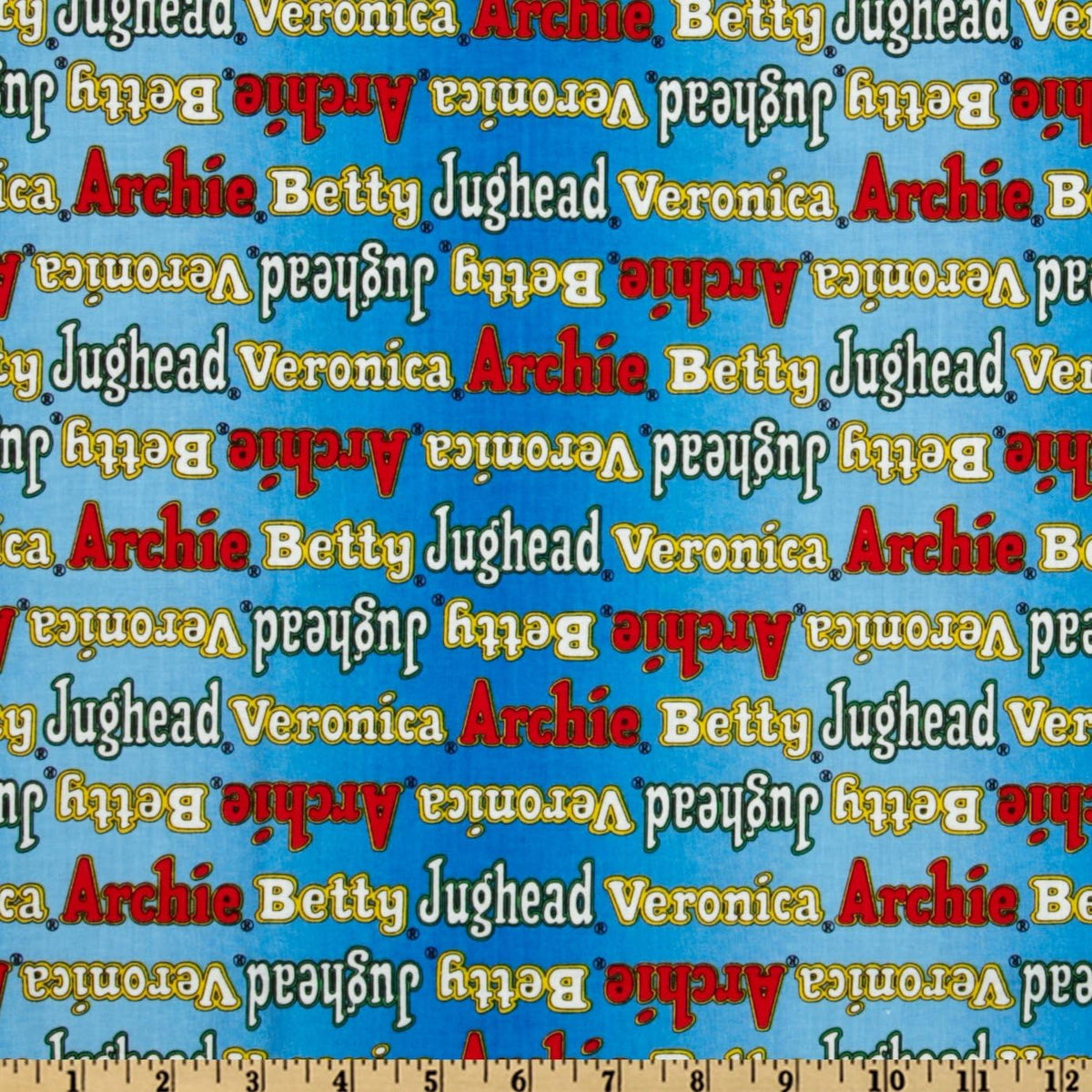 Camelot Fabrics Archie Comics Logo Names Blue 100% Cotton Fabric sold ...