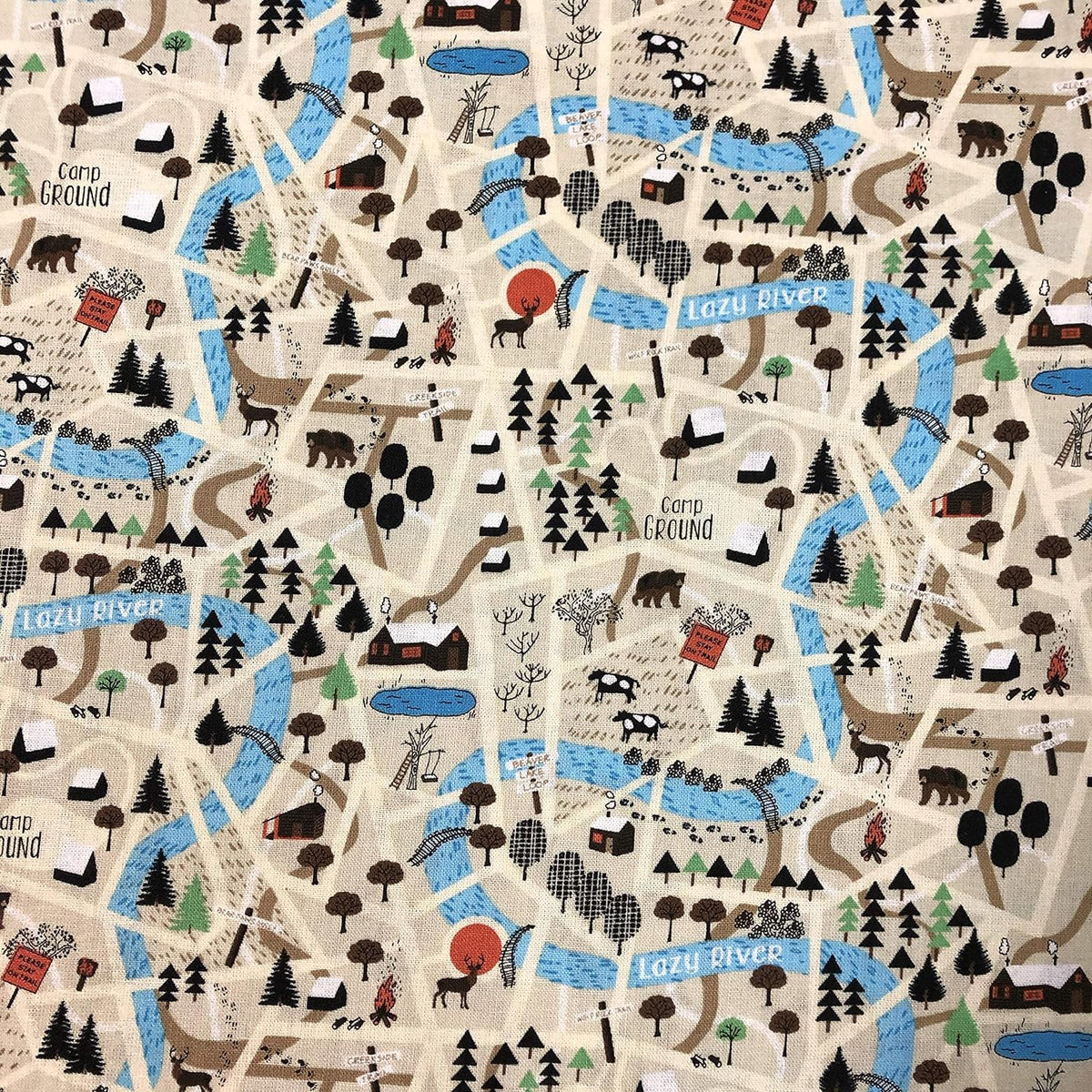 Timeless Treasures Lazy River Map Premium Quality 100% Cotton Fabric s ...